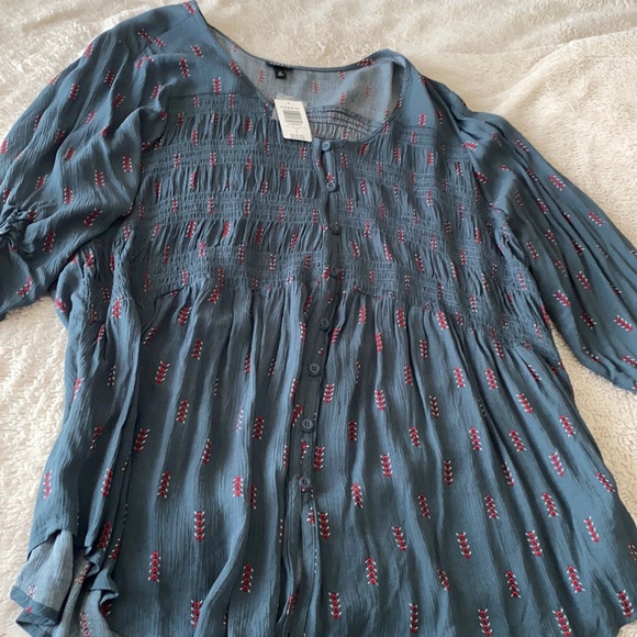 torrid | Tops | 34 Blouse Denim Look With Shapes | Poshmark